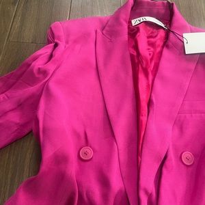 Zara | Jackets & Coats | Zara Hot Pink Flowy Long Blazer | Poshmark